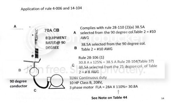 Motor feed conductor / temperature rating | Electrician Talk